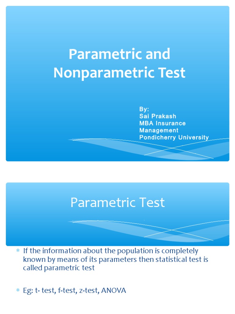 Parametric Vs Nonparametric Tests Explained Pdf Nonparametric 6725