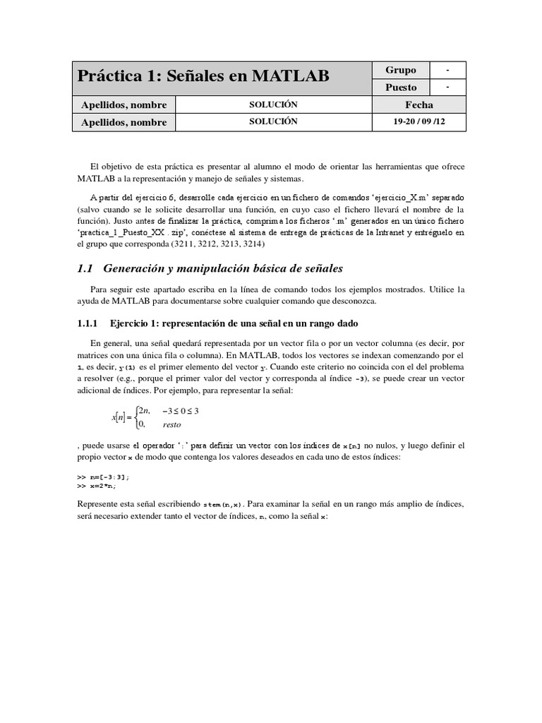 EE610 Practicas Con Matlab | PDF | Vector Euclidiano | Circunvolución