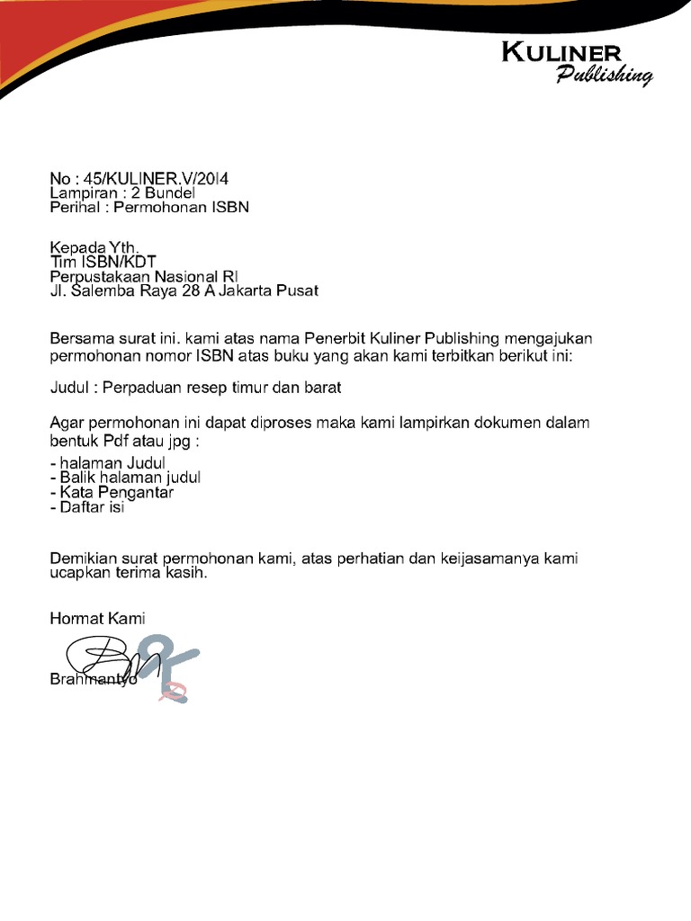 Contoh Permohonan ISBN | PDF