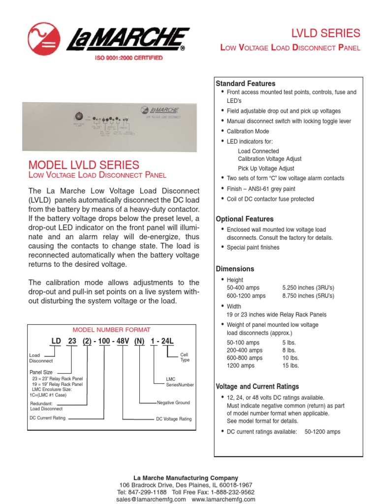 LVLD Low Voltage Disconnect Panel | PDF | Relay | Manufactured Goods