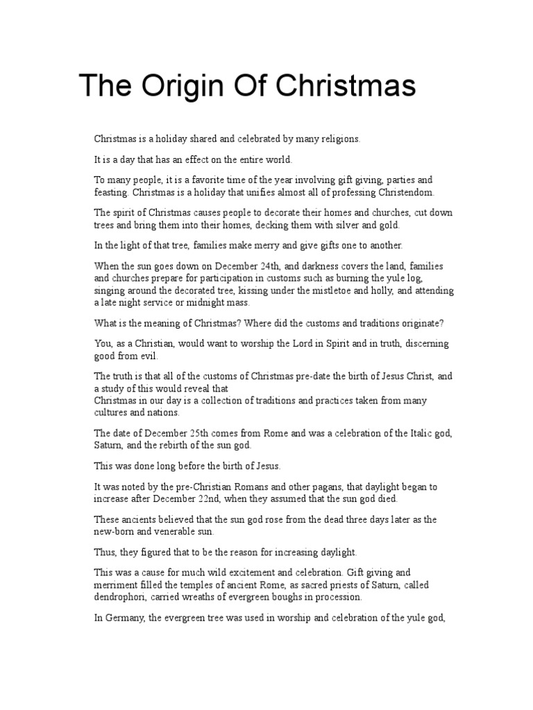 The Origin of Christmas | PDF | Christmas | Paganism