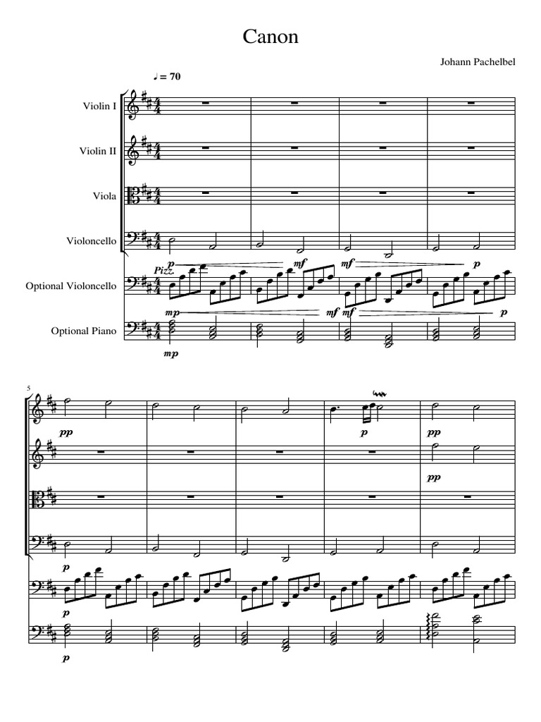 Pachelbels Canon in D String Quartet | PDF | Pachelbel's Canon | Quartet