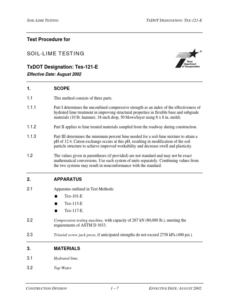 Soil-Lime Testing: Test Procedure For | PDF | Ph | Soil