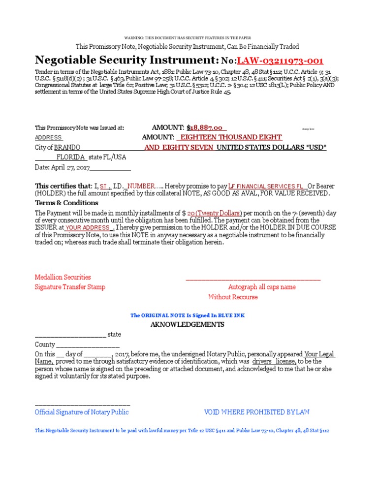 Notice of Entitlement of Rights Template (AutoRecovered) | Negotiable ...