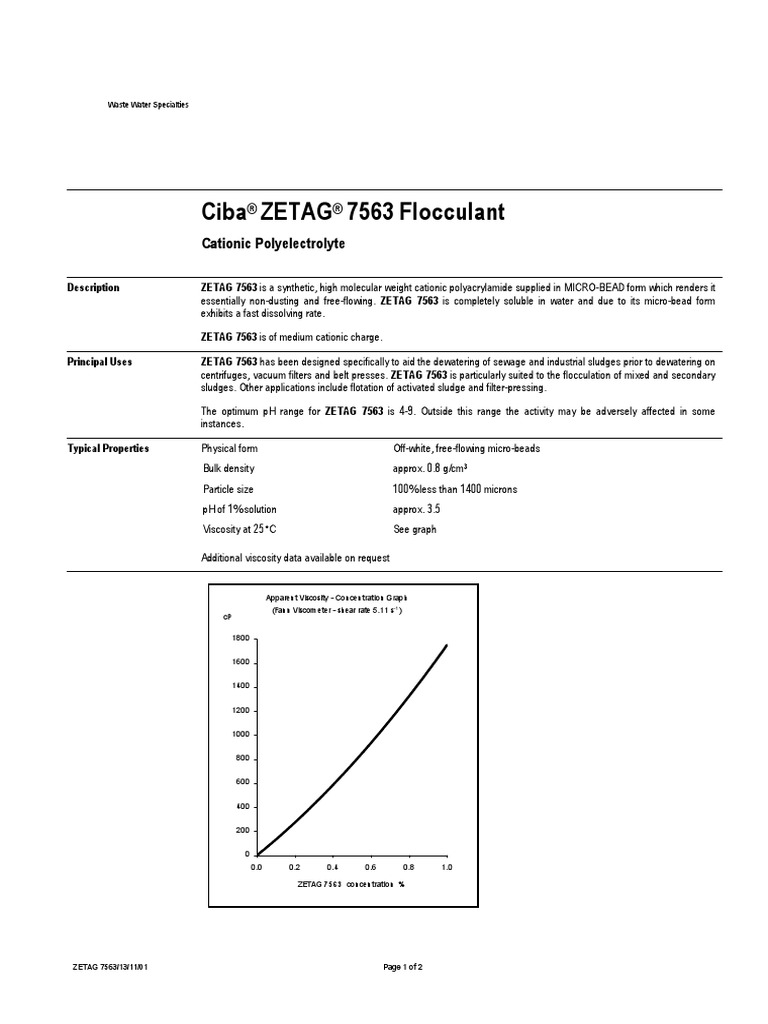 Zetag - 7563 1 | PDF | Solution | Viscosity