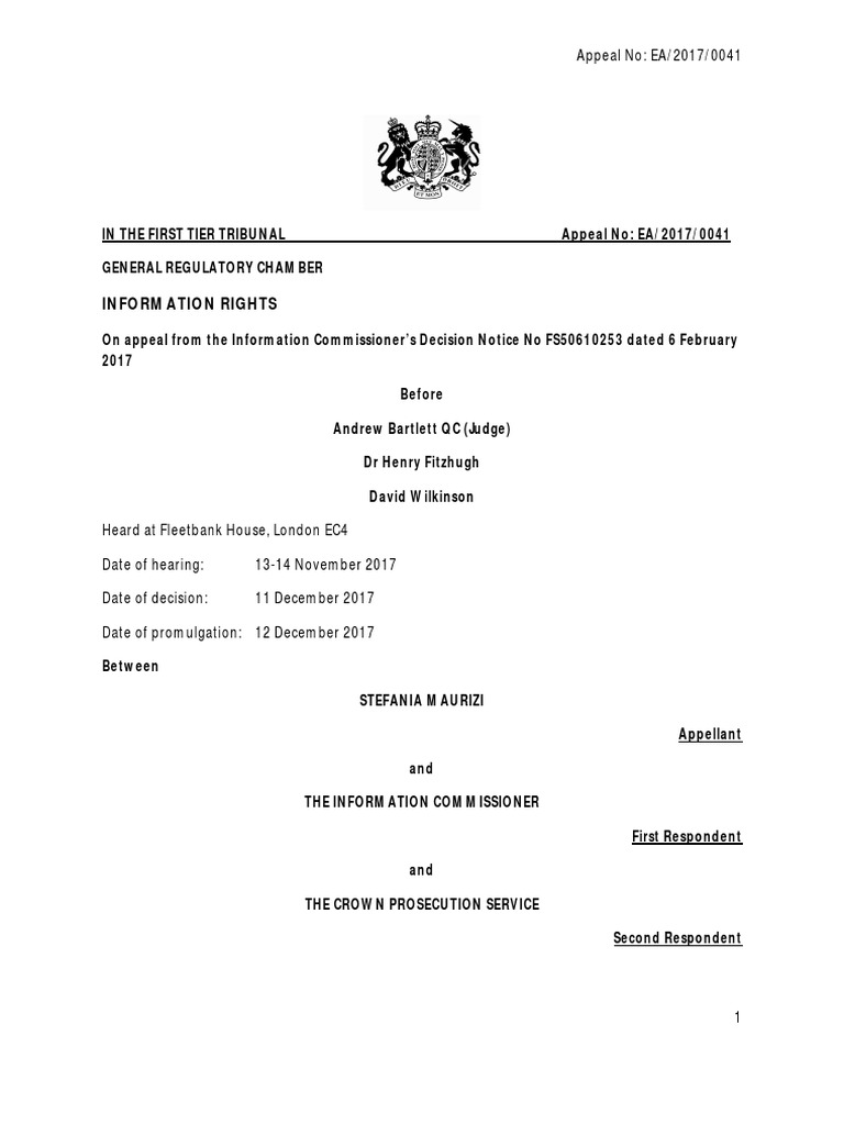 First Tier Tribunal Appeal | Julian Assange | Extradition
