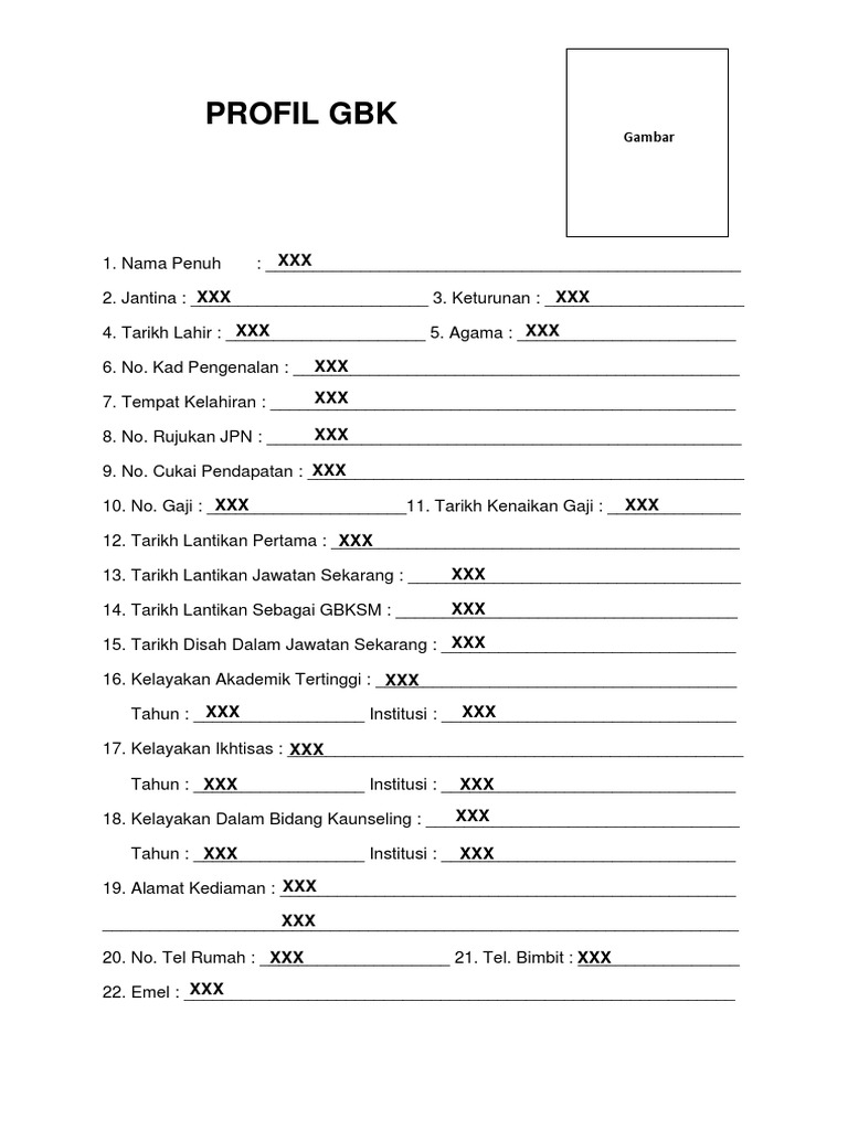 Profil GBK Kosong | PDF