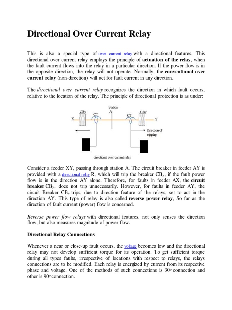 Directional Over Current Relay: Current Relay (Non-Direction) Will Act ...