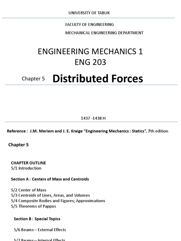 Distributed Forces Pdf Center Of Mass Bending