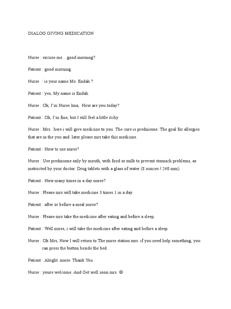Dialog Giving Medication | PDF