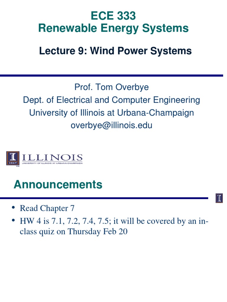 ECE333 Renewable Energy Systems 2015 Lect9 | PDF | Electromagnetic Induction | Wind Turbine