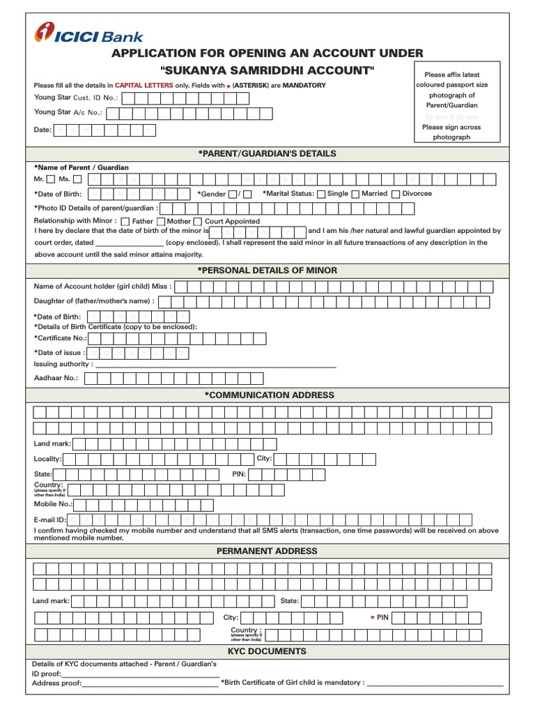 SSY Account Opening Form | Banks | Indemnity