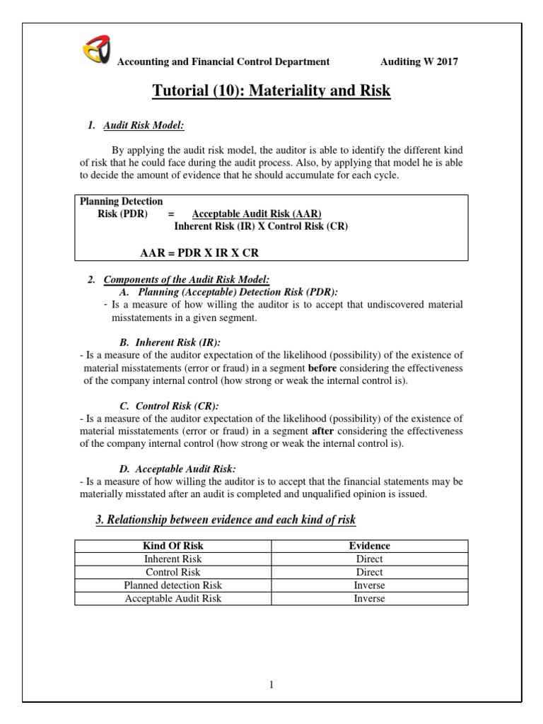 Audit Risk Model and Evidence Planning | PDF | Financial Audit ...