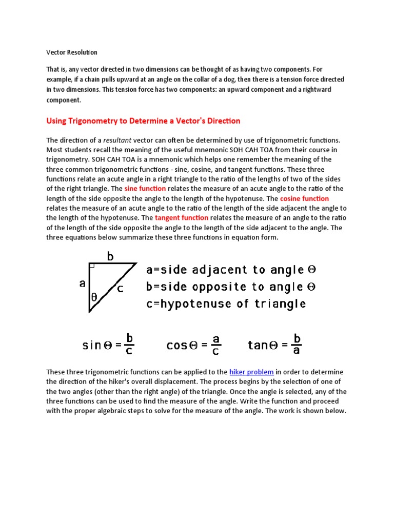 Vector Resolution Pdf Trigonometric Functions Trigonometry 7168