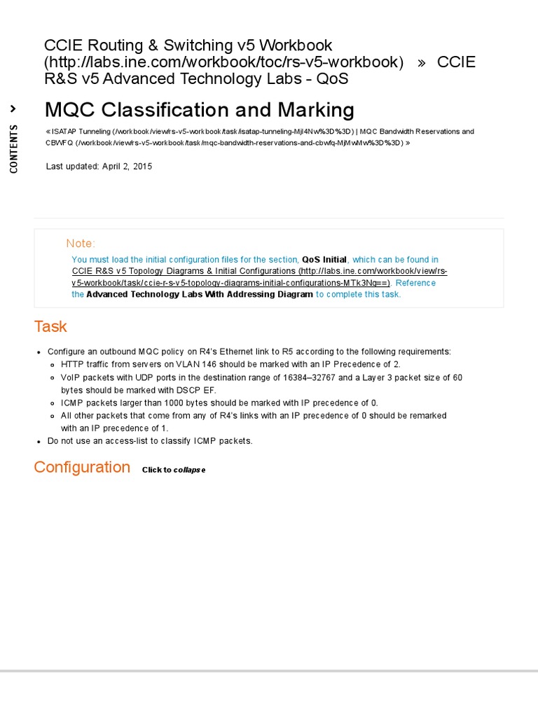 MQC Classification and Marking | PDF | Quality Of Service | Internet Protocols