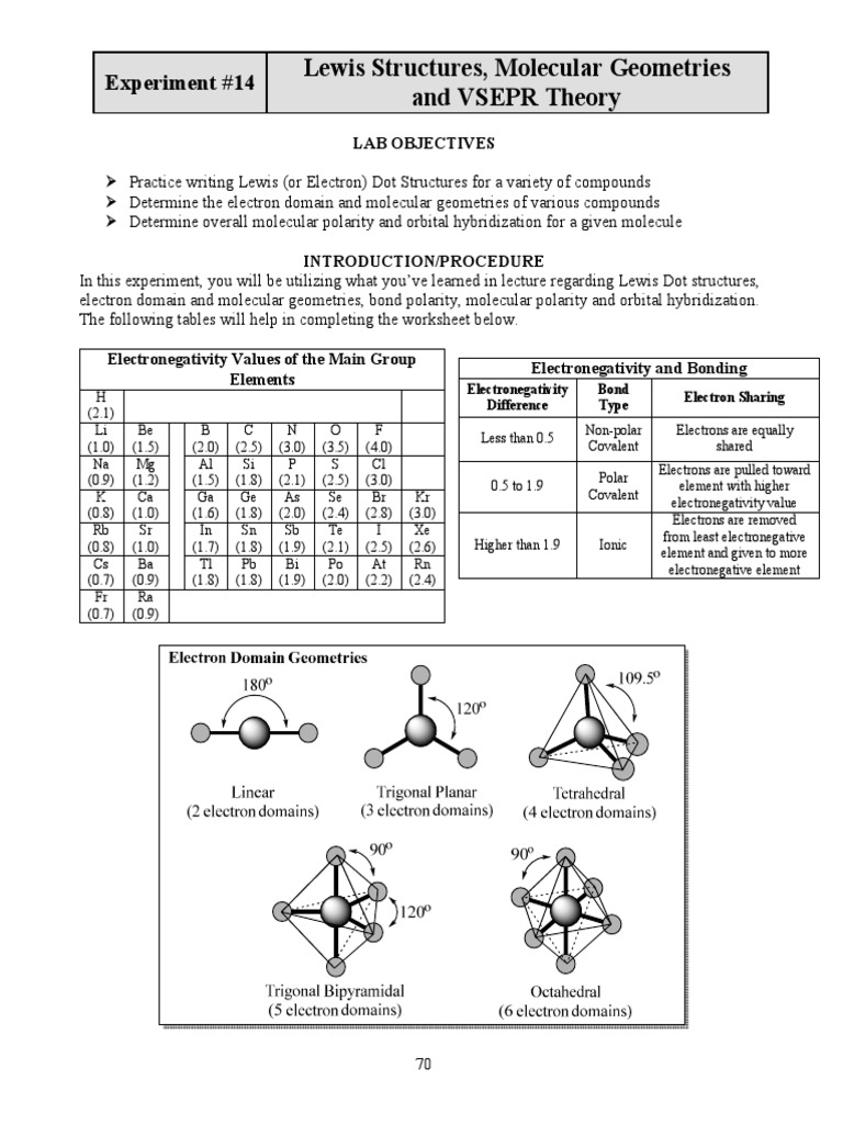 (Exp 14) Lewis Structures, Molecular Geometry | PDF | Chemical Polarity ...