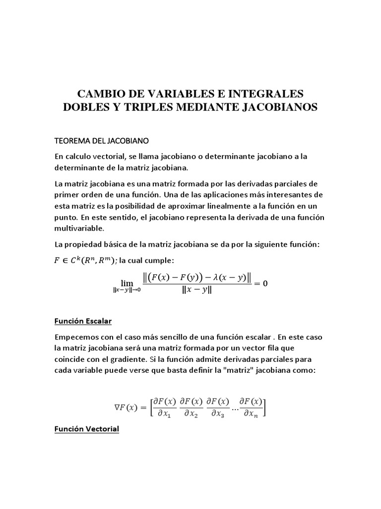 Cambio de Variables e Integrales Dobles y Triples Mediante Jacobianos | PDF | Cálculo | Análisis