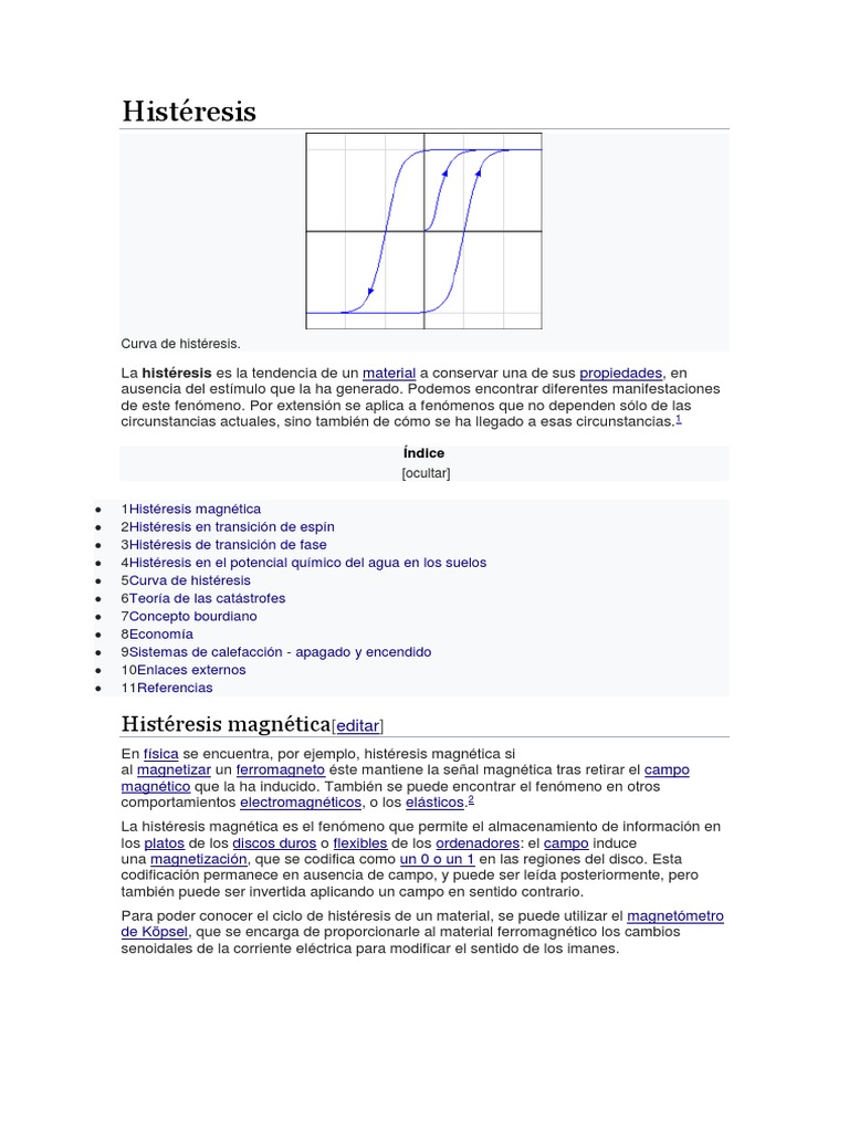 Histéresis | PDF | Histéresis | Electromagnetismo