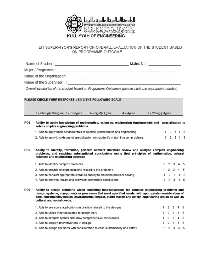 Supervisor Survey | PDF | Engineering | Design