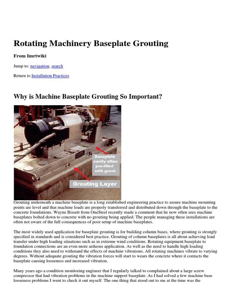 Base Plate Grouting | PDF | Screw | Bearing (Mechanical)