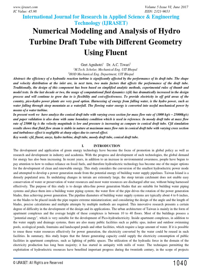Design of Draft Tube | PDF | Computational Fluid Dynamics | Fluid Dynamics