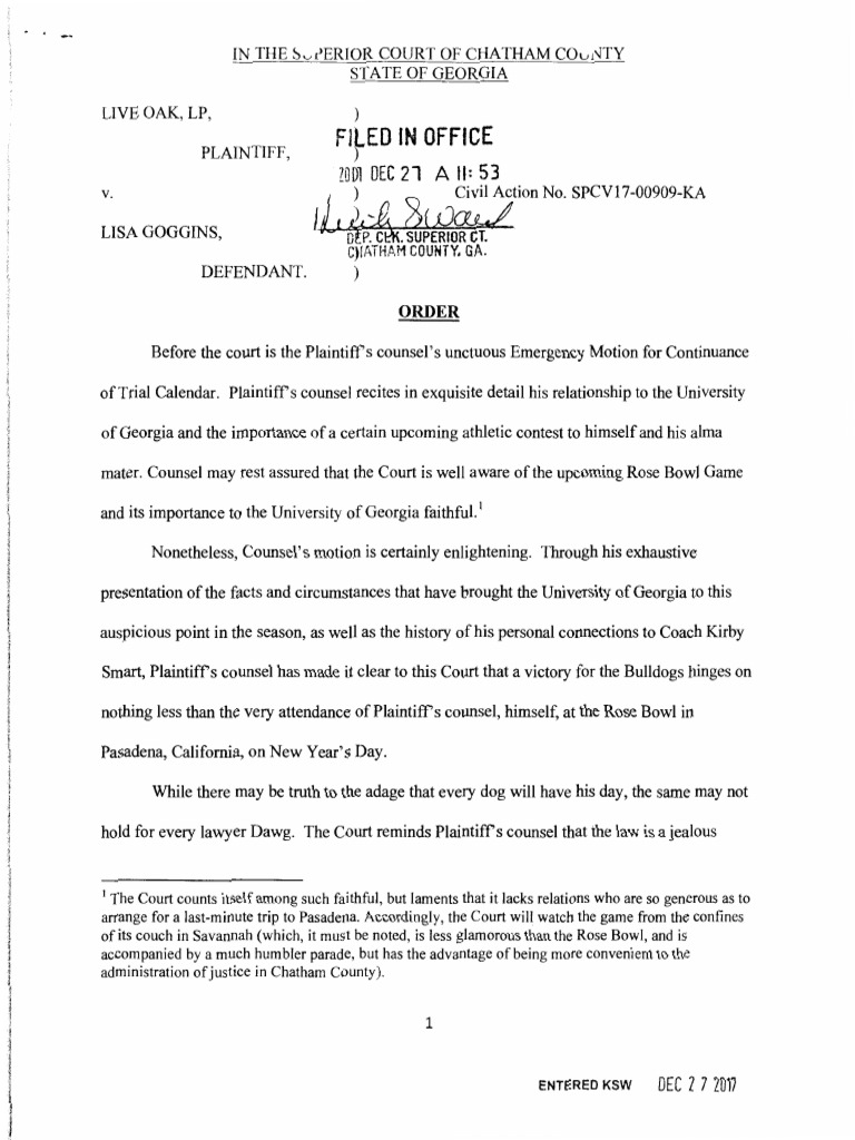 Judge Michael Karpf's Response To Connell's Rose Bowl Motion | PDF ...