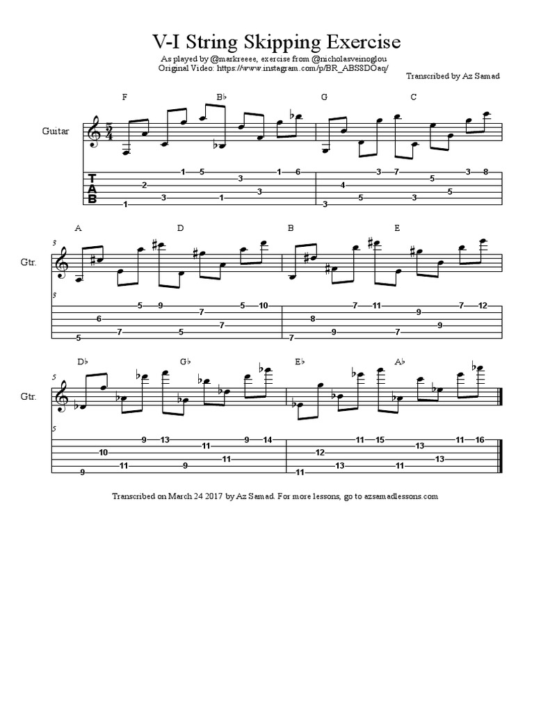 Triadic String Skipping Exercise | PDF | Irish Musical Instruments | Chordophones
