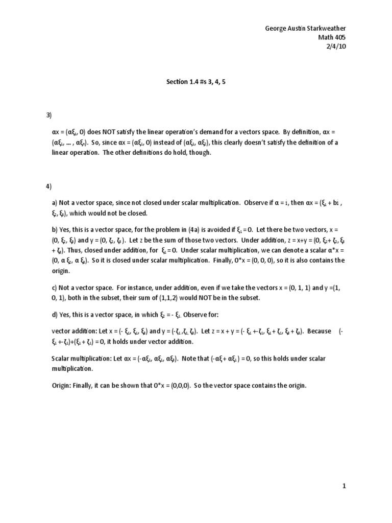 HW1 Math 405 | PDF | Vector Space | Determinant