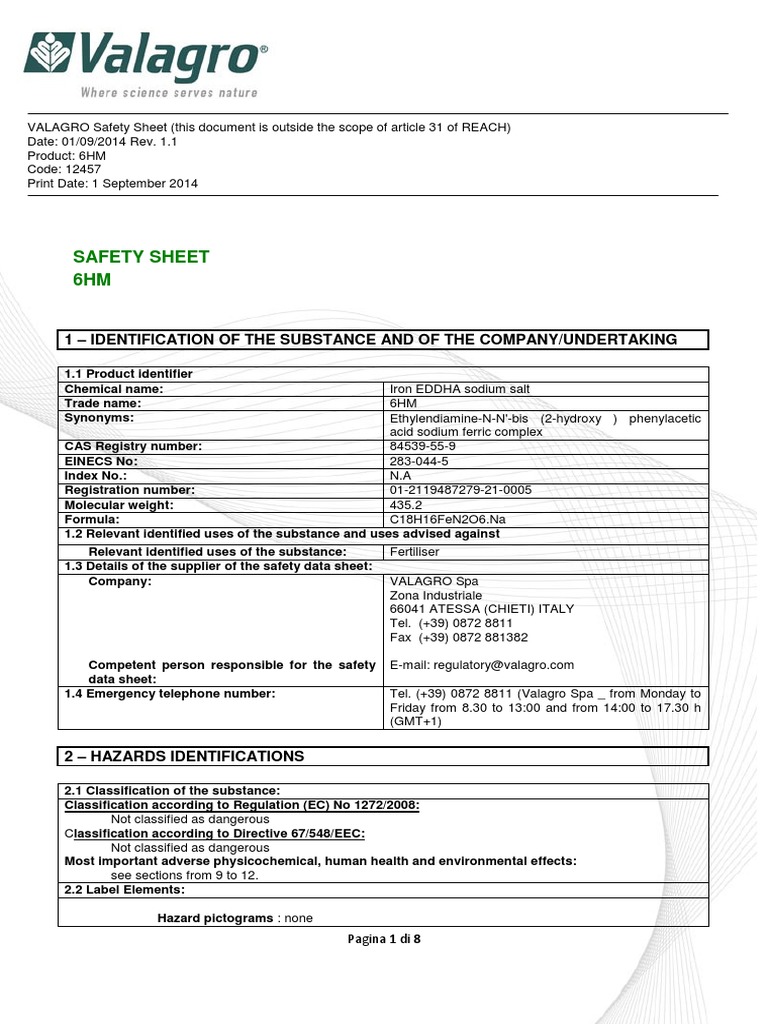 6HM Especificaciones | PDF | Toxicity | Sodium
