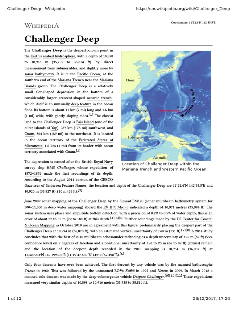 Challenger Deep | PDF | Oceanography | Hydrography