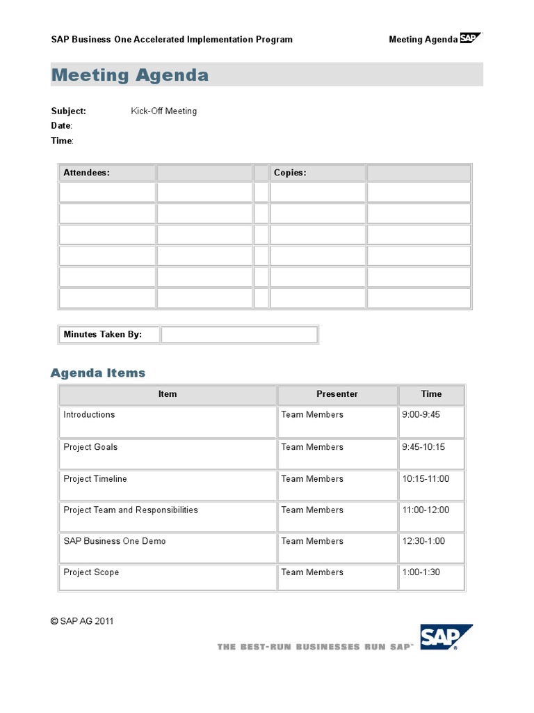 Meeting Agenda SAP Business One | PDF | Business | Computing And ...