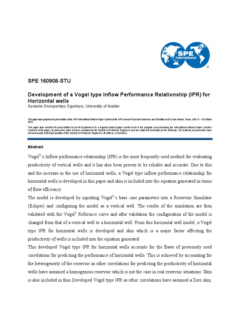 SPE 160908-STU Development of A Vogel Type Inflow Performance ...