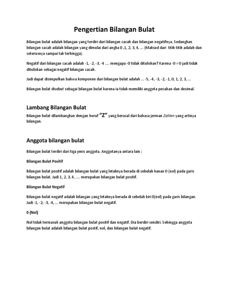 Pengertian Bilangan Bulat | PDF