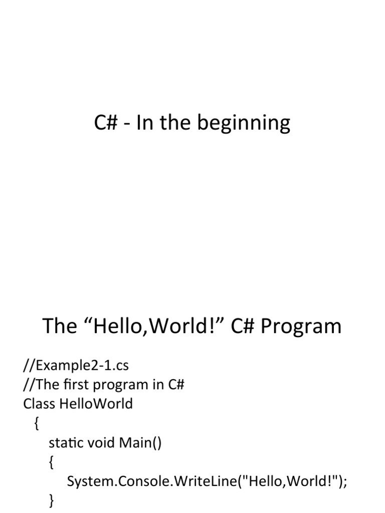 C Sharp First Slide Pdf C Sharp Programming Language Integer Computer Science