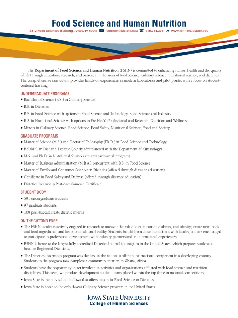 Food Science and Human Nutrition - Fact - Sheets | PDF | Dietitian ...