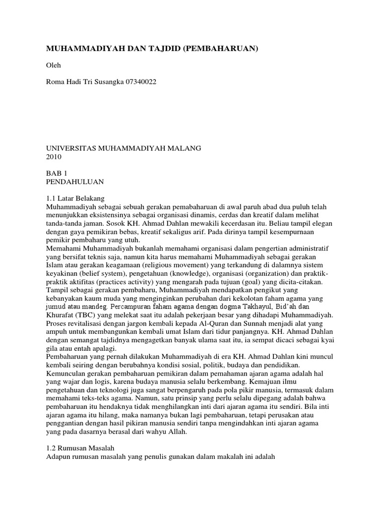 Muhammadiyah Dan Tajdid | PDF