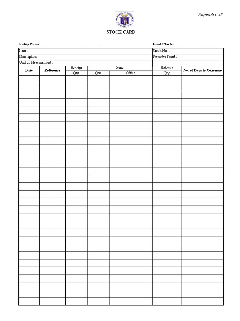 Appendix 58 - Stock Card | PDF | Banking | Economies