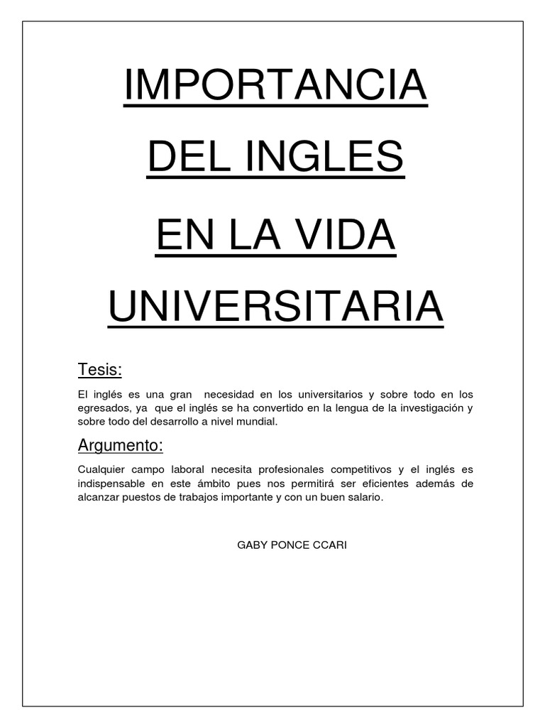 Importancia Del Ingles | PDF | Idioma en Inglés | Conocimiento