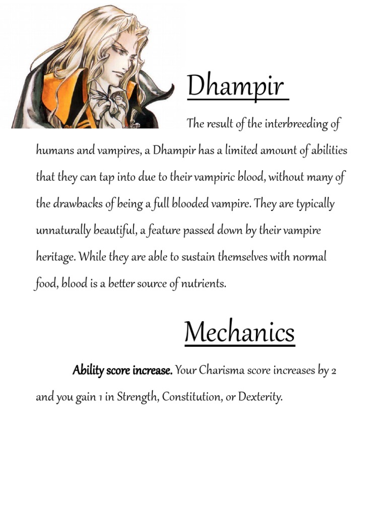 Finished Dhampir Race (5e) | PDF | Vampires | Leisure