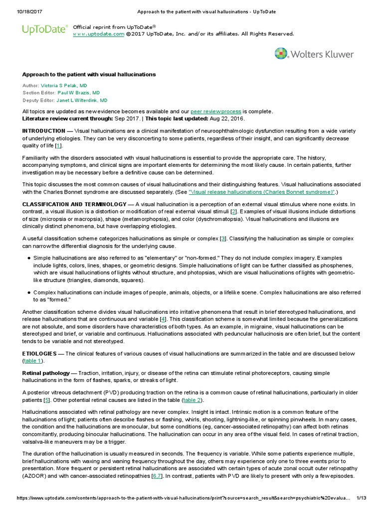 Approach To The Patient With Visual Hallucinations - UpToDate | PDF ...