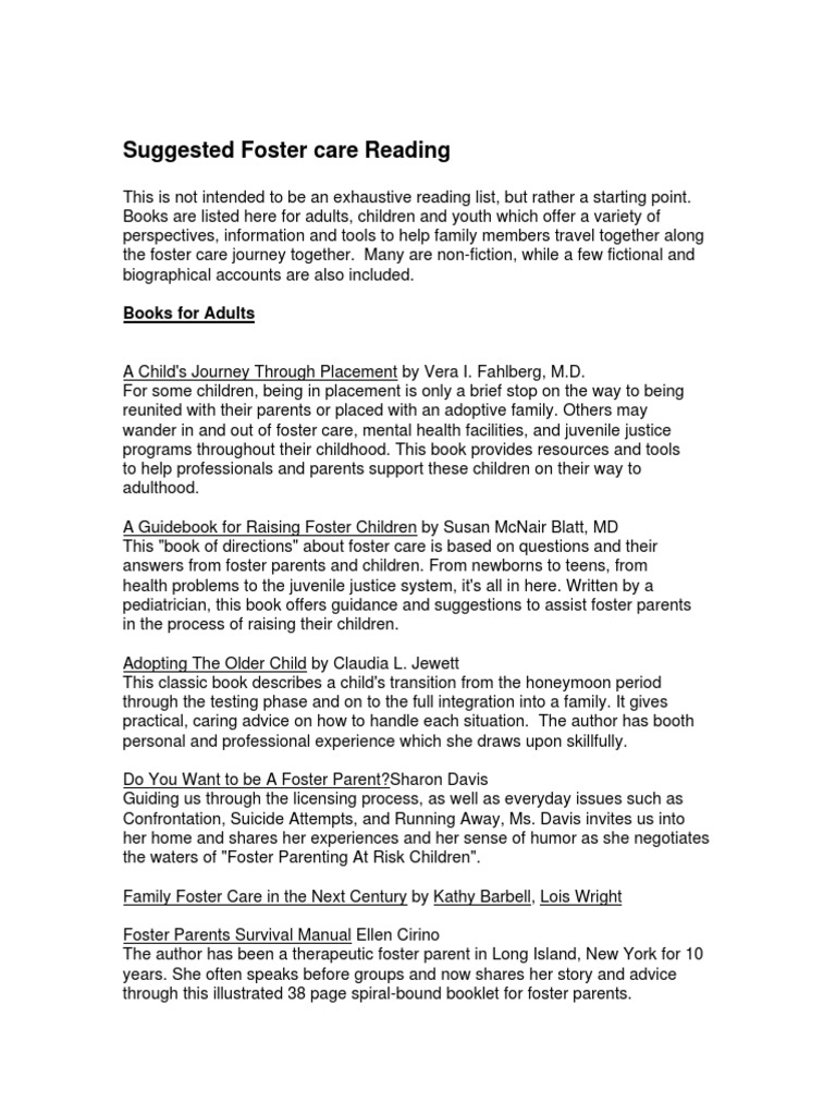 Essential Foster Care Reading List | PDF | Foster Care | Adoption