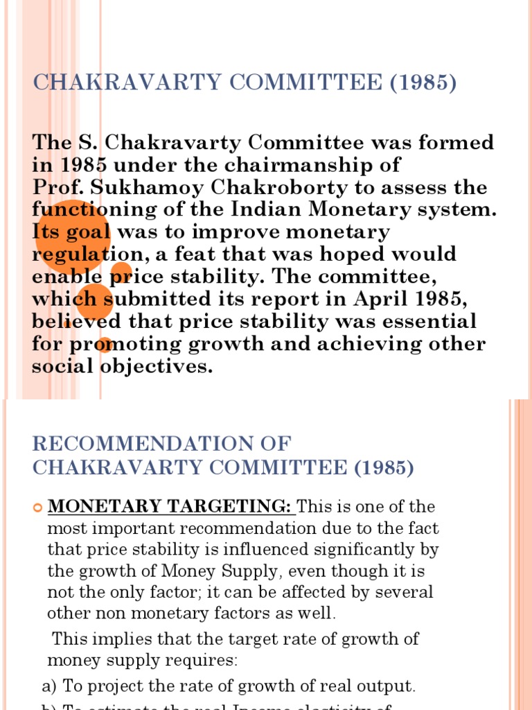 Chakravarty Committee (1985) - 1 | PDF | Monetary Policy | Money Supply