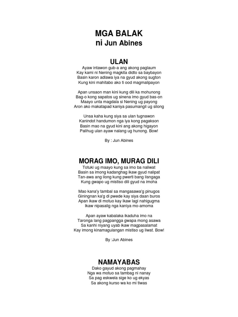 Mga Balak Ni Jun Abines | PDF