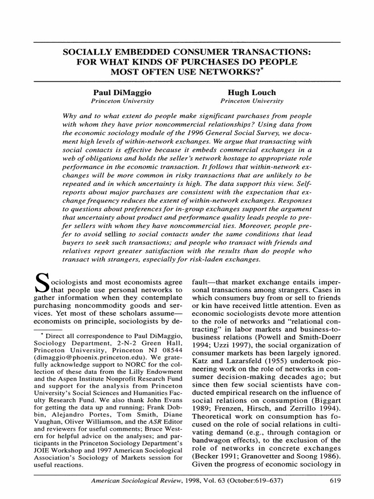 Socially Embedded Consumer Transactions: For What Kinds of Purchases Do ...