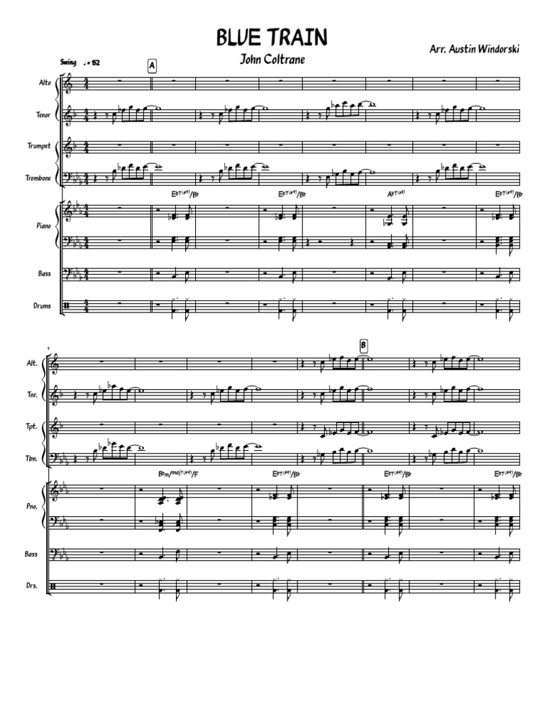 Blue Train by John Coltrane | PDF | Aerophones | Elements Of Music