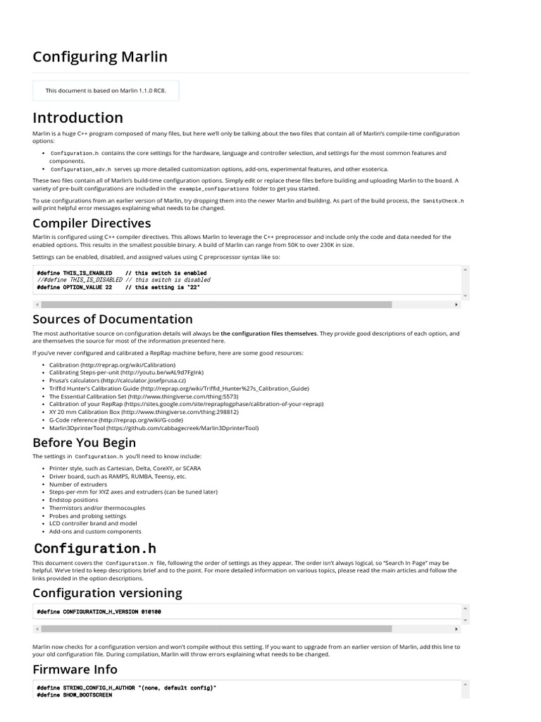 Configuring Marlin - Marlin 3D Printer Firmware | PDF | Acceleration ...