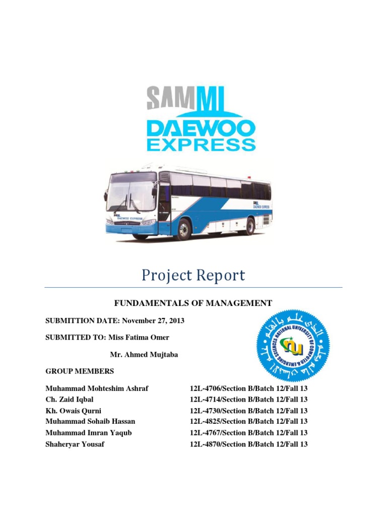 Daewoo Express Project Report | PDF | Customer Relationship Management | Transport