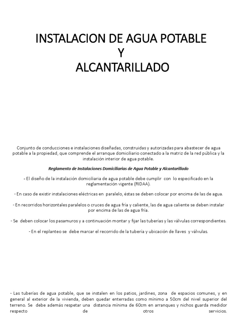 Instalacion de Agua Potable y Alcantarillado | PDF | Agua potable | Agua