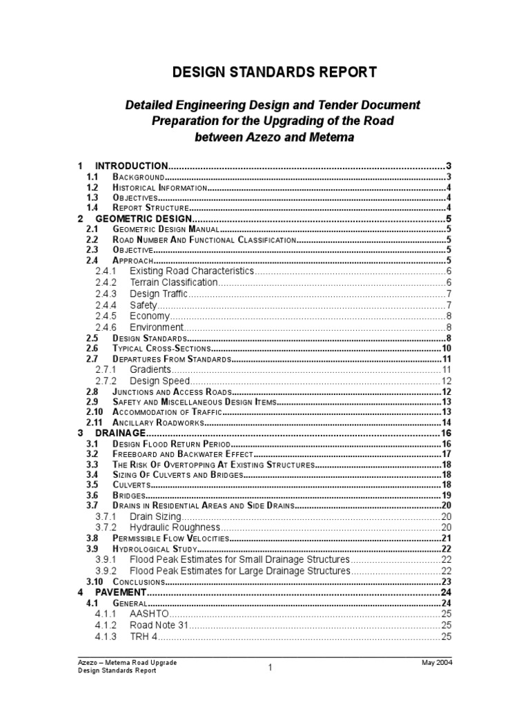 Design Standards Report - Final | PDF | Road | Flood