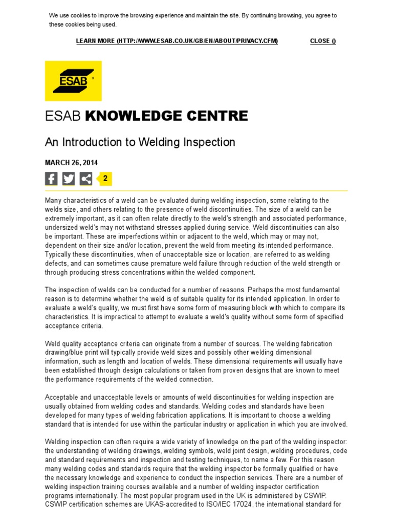 An Introduction To Welding Inspection | PDF | Welding | Construction